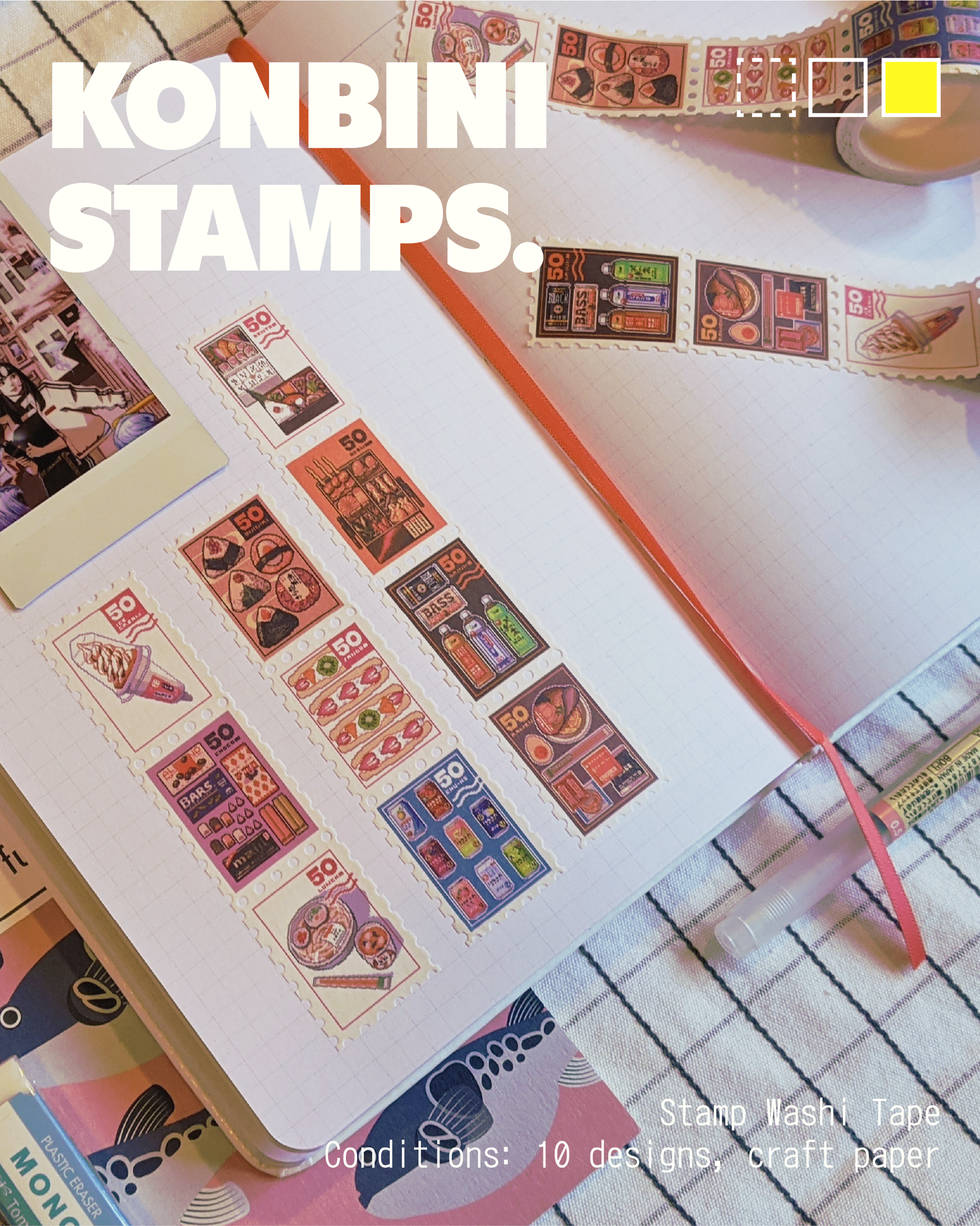 KONBINI Stamp Washi Tape – ONIONLABS Store